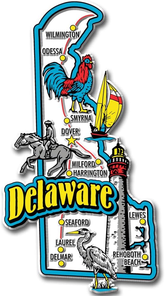 Amazon.com : Flagline Delaware - Acrylic State Map Refrigerator Magnet ...