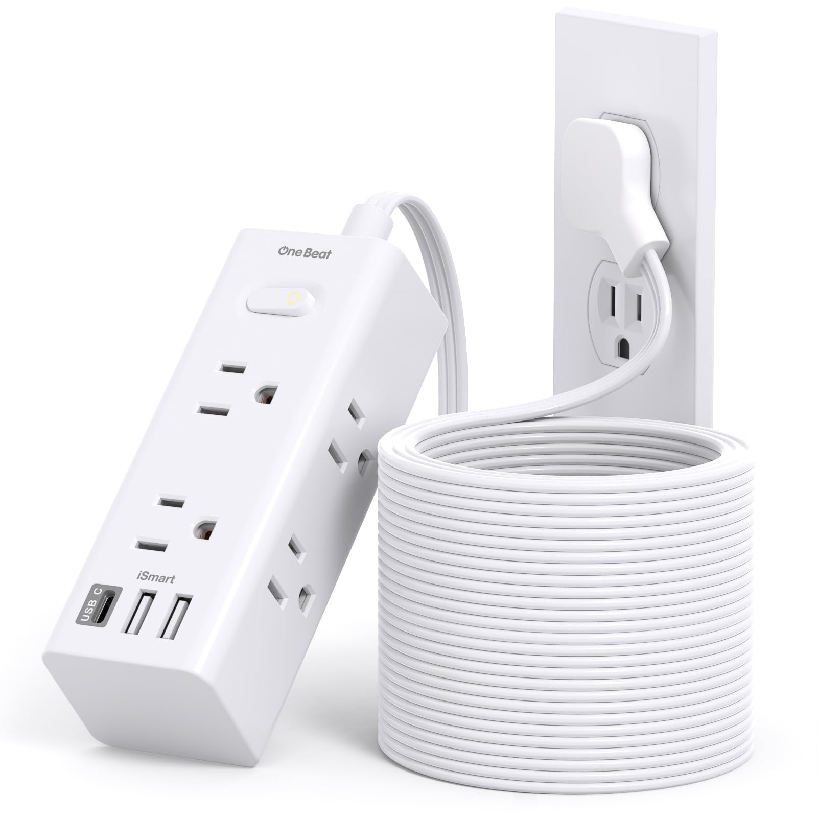 Amazon.com: 25Ft Extension Cord with Multiple Outlets, Flat Plug Power ...