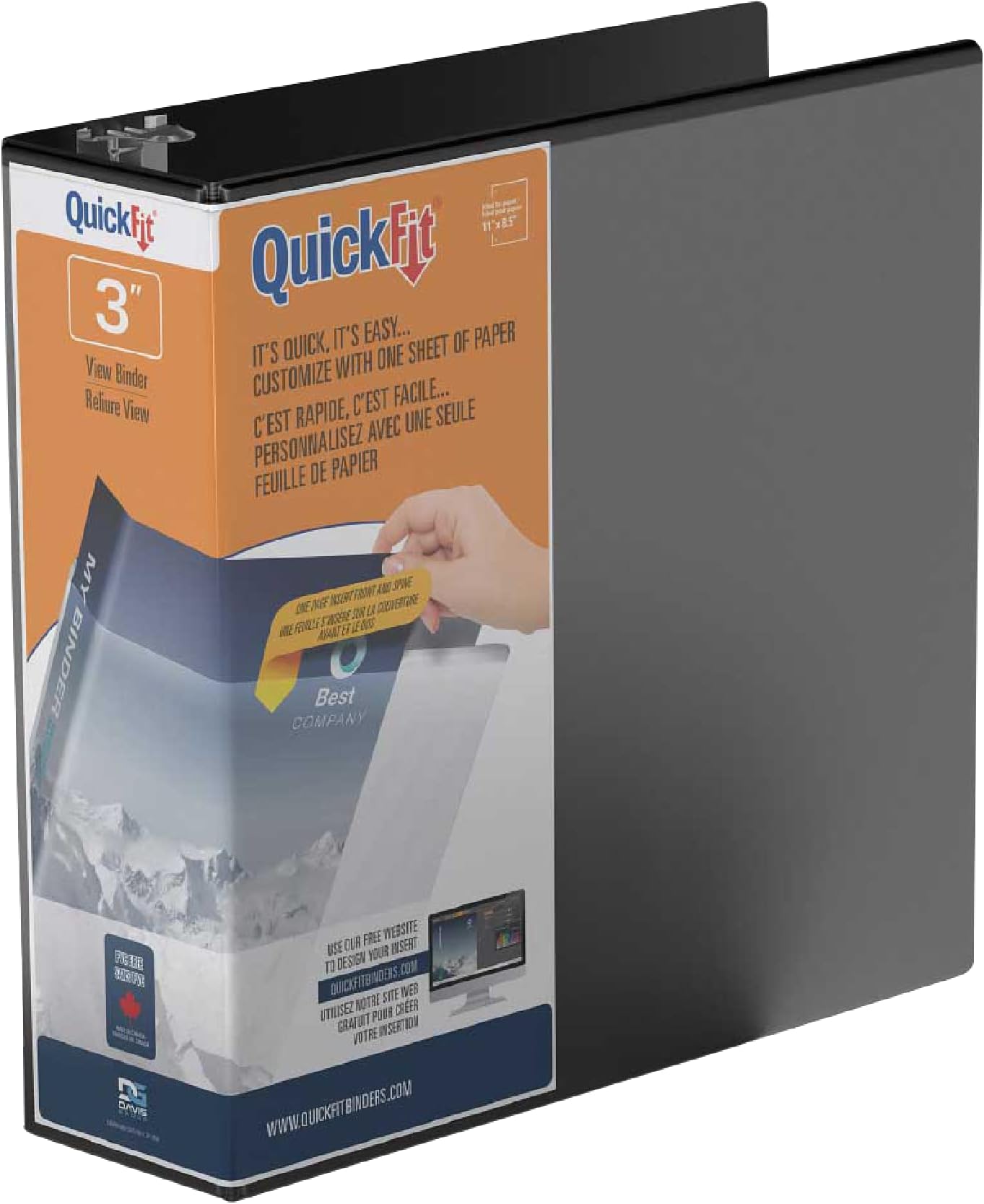 QuickFit View 3 Ring Binder, Angle D-Ring Binder with Clear-View Cover ...