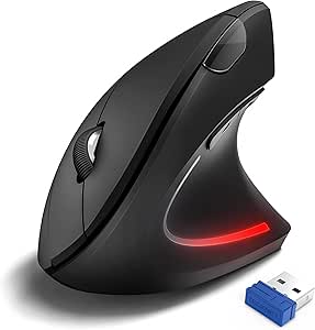 TECKNET 2.4G Wireless Vertical Ergonomic Optical Mouse, 2000 DPI USB ...