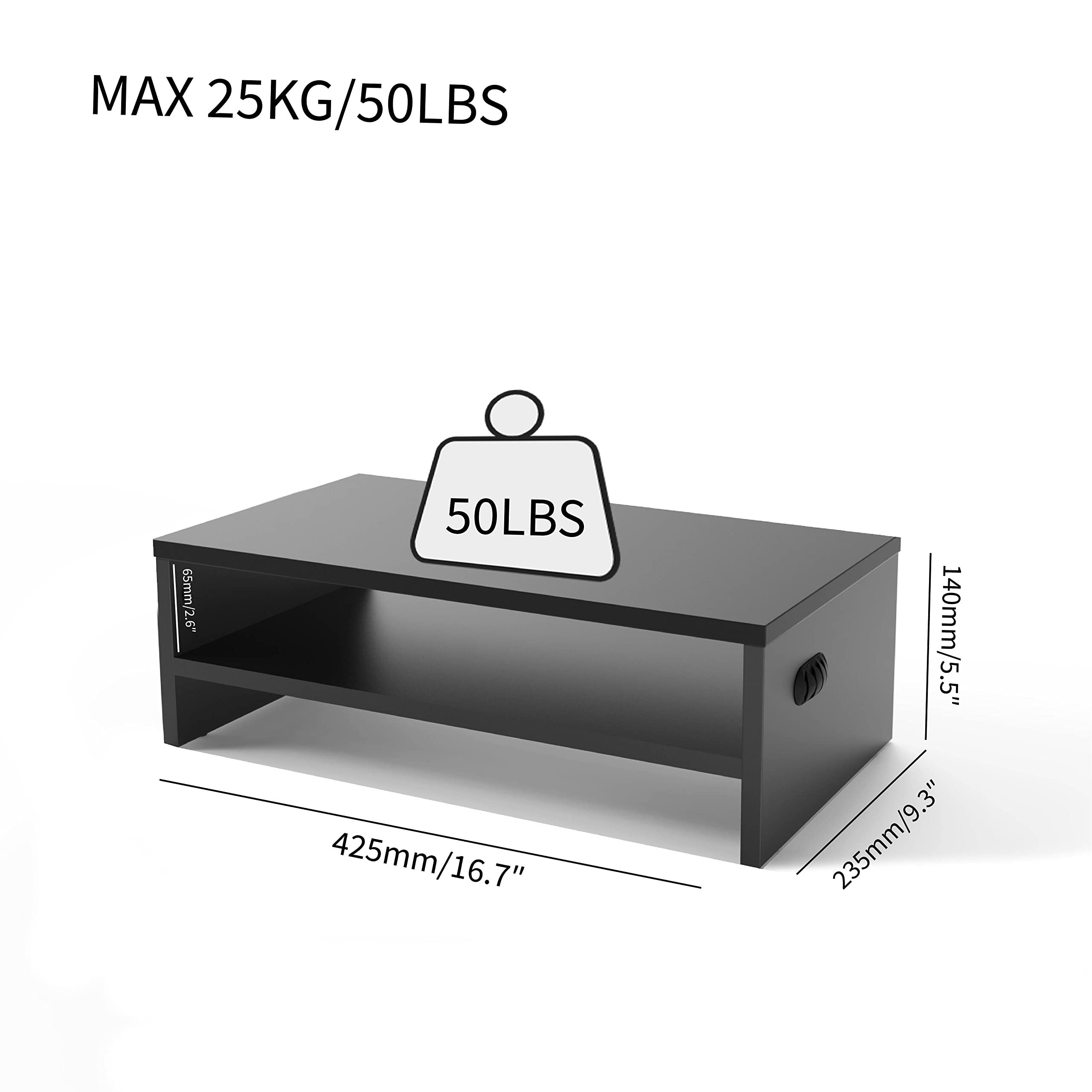Monitor Stand - 2 Tier Computer Monitor Riser with 16.7 Inch Shelf ...