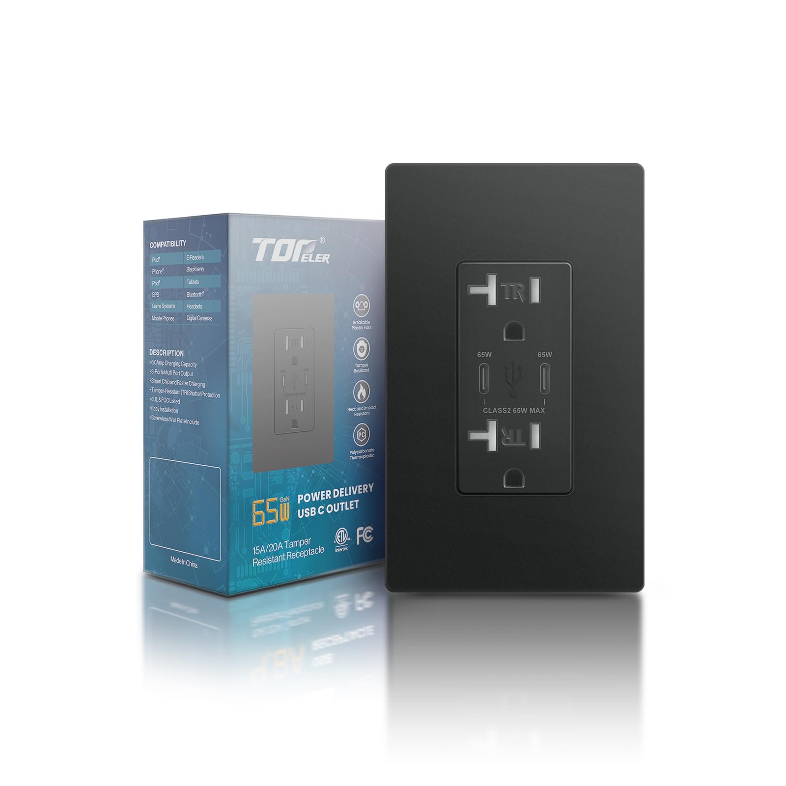Snapklik.com : TOPELER USB C Wall Outlet, 65W Power Delivery USB Outlet ...
