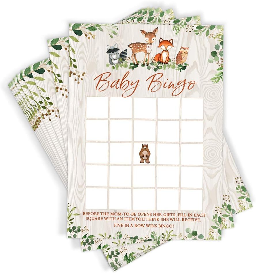 Amazon.com: WOODLAND ANIMALS Baby Shower Game — BABY TRIVIA Game — Pack ...