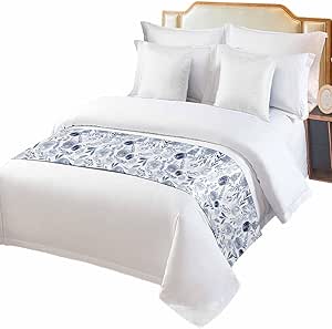 Amazon.com: Navy Blue Spring Floral Bed Runner for King Size Bed, Watercolor Summer Botanical ...