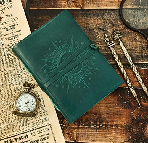 The Vintage Journal Leather Embossed Diary With Recycled Handmade Paper ...