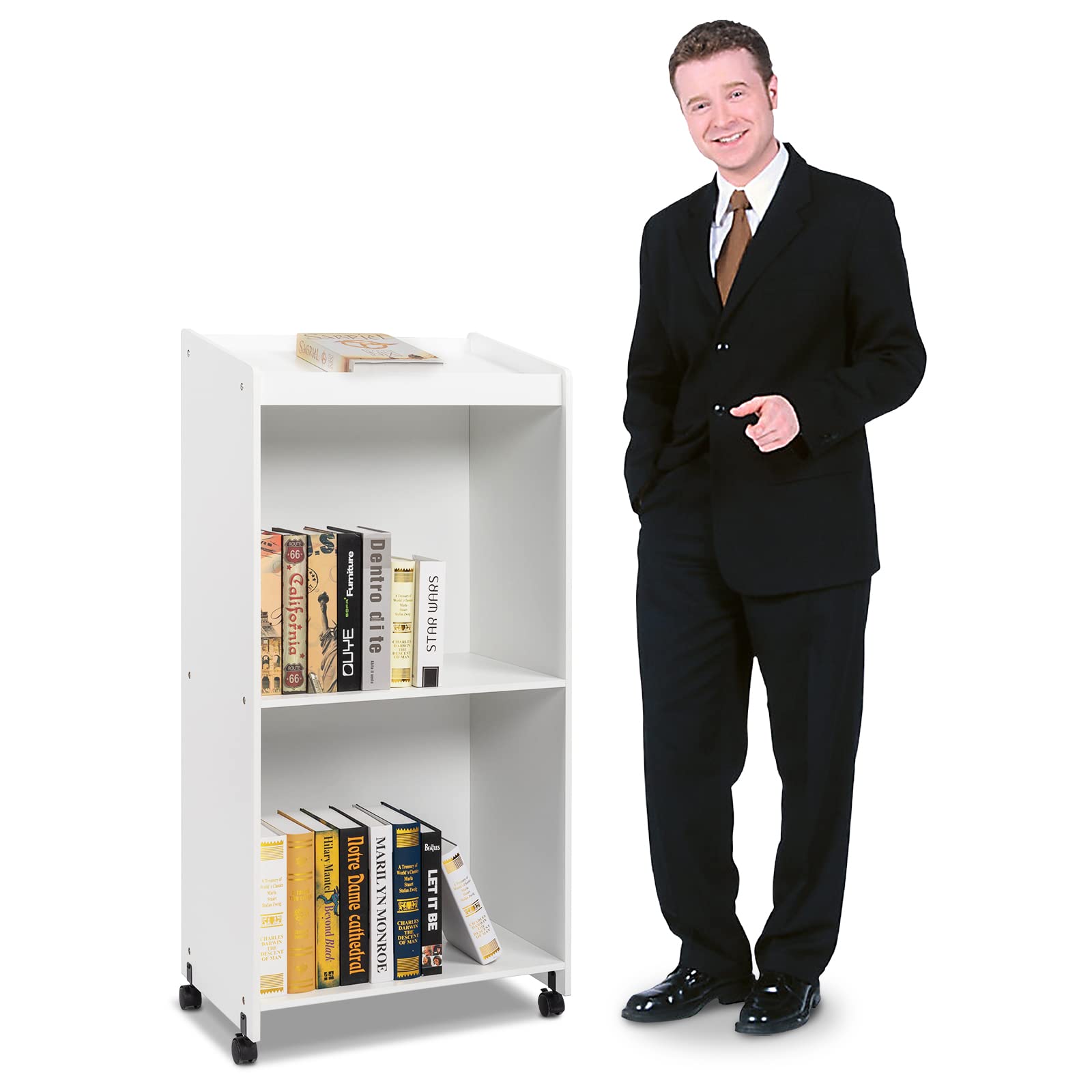 Buy VINGLI 46.5”H Portable Podium Stand Mobile Lectern with Storage ...