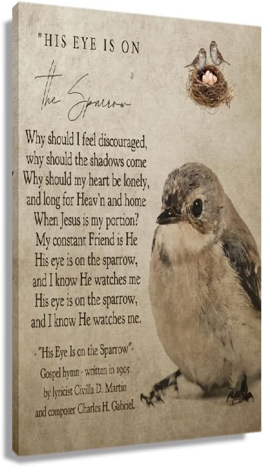 Amazon.com: His Eye Is On The Sparrow Wall Art Bible Verse Poster ...