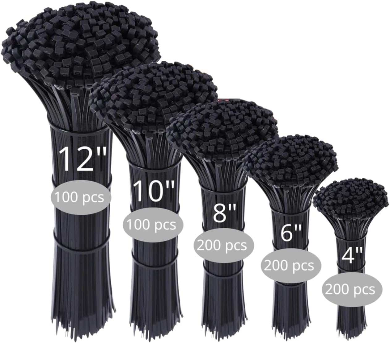 Amazon.com: Zip Ties Assorted Sizes 700 Pack 4+6+8+10+12 Inch Cable ...