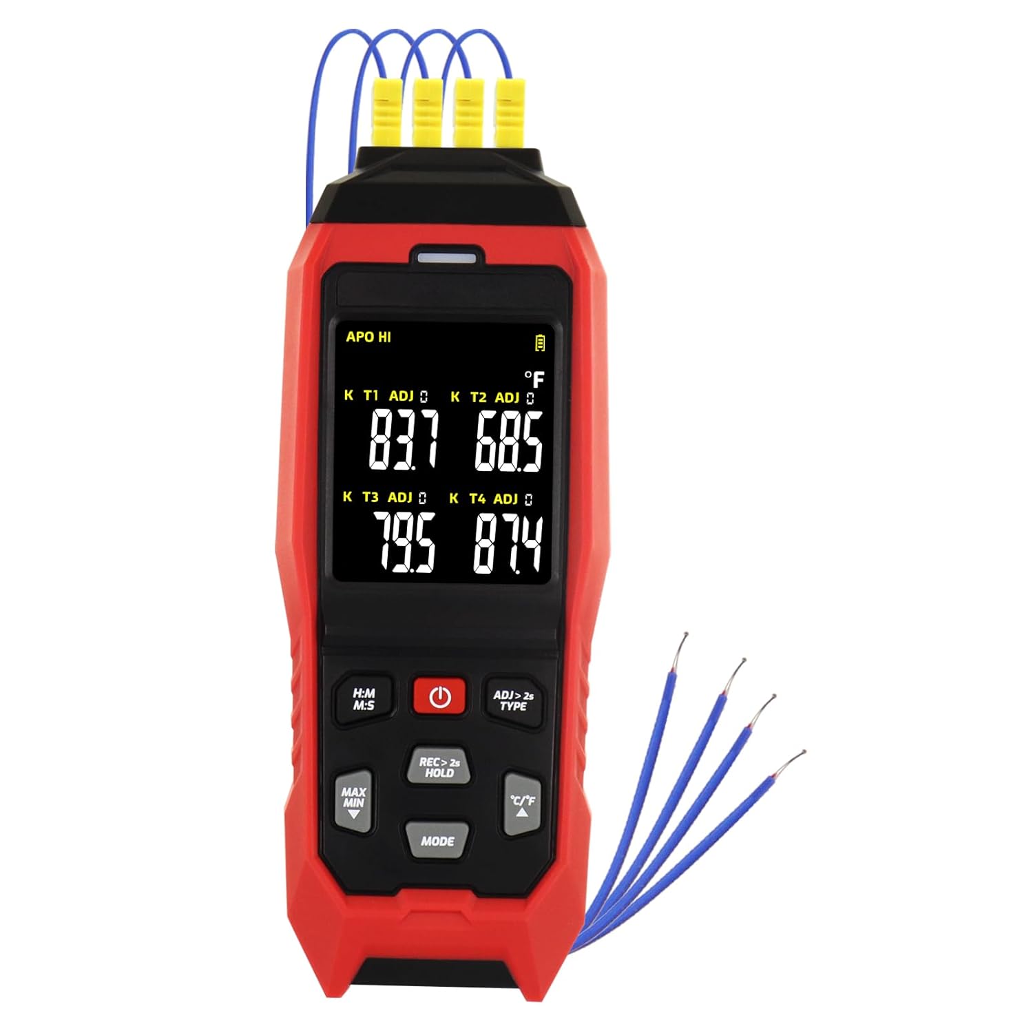 Thermocouple Thermometer 4 Channels Data Logger Portable K Type ...