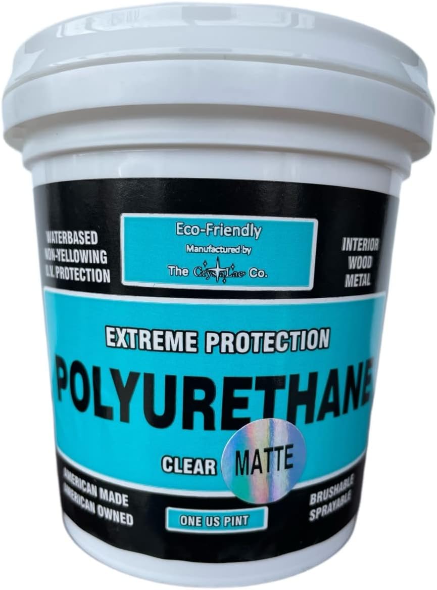 CrystaLac Extreme Protection Water Based Polyurethane (Matte, 16oz Pint ...