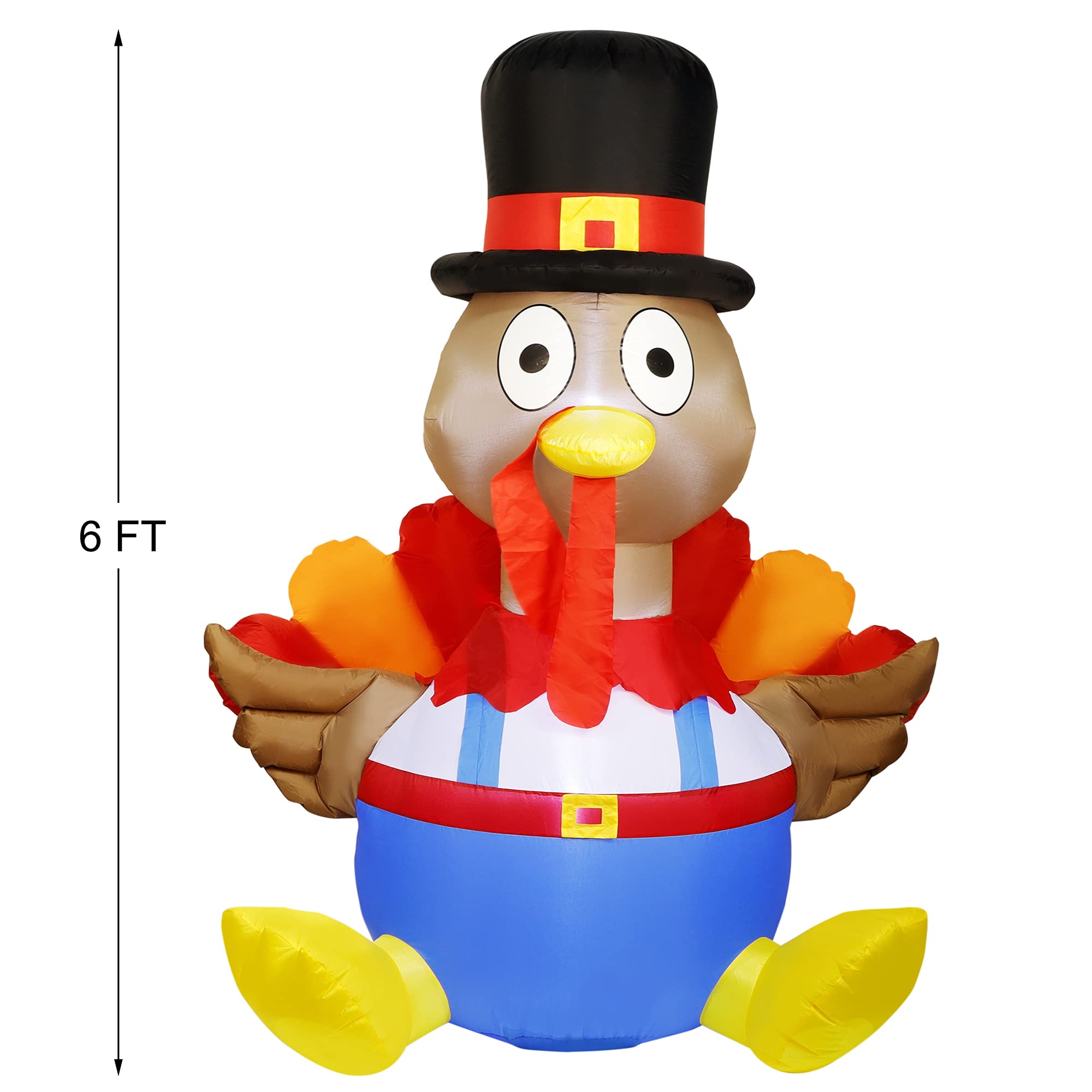 Snapklik.com : 6 Foot Thanksgiving Inflatable Turkey, Thanksgiving ...