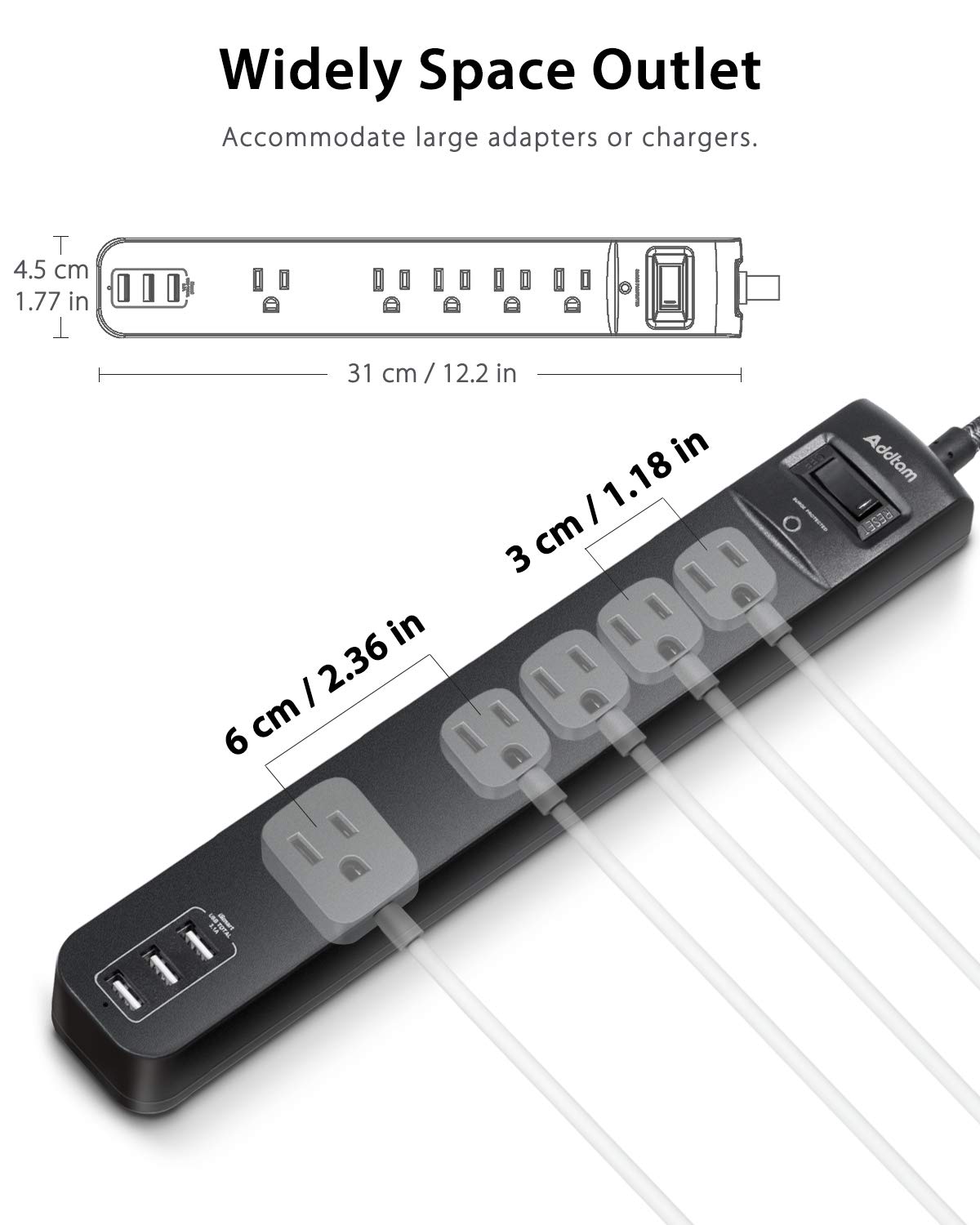 10 Ft Power Strip Surge Prote...B096DH2QND | Encarguelo.com
