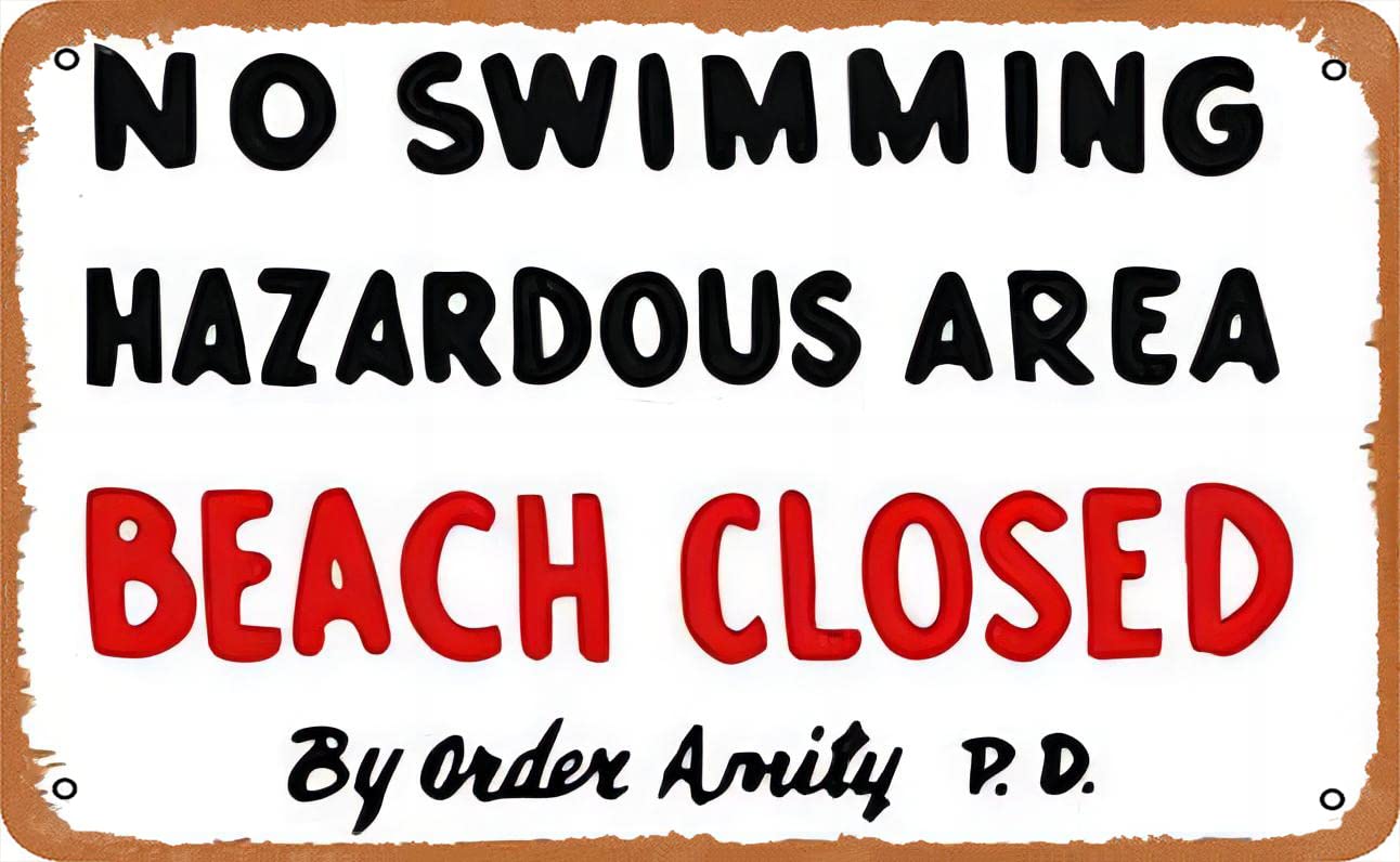 Amazon.com : Vintage Tin Sign Amity Island Poster Jaws Movie Poster ...