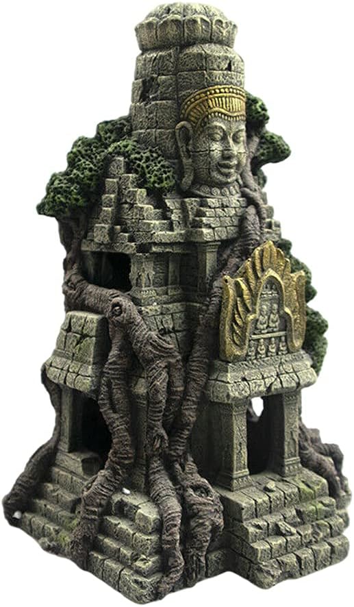 ULTECHNOVO Aquarium Ancient Temple Ornament Fish Tank Landscaping Resin ...