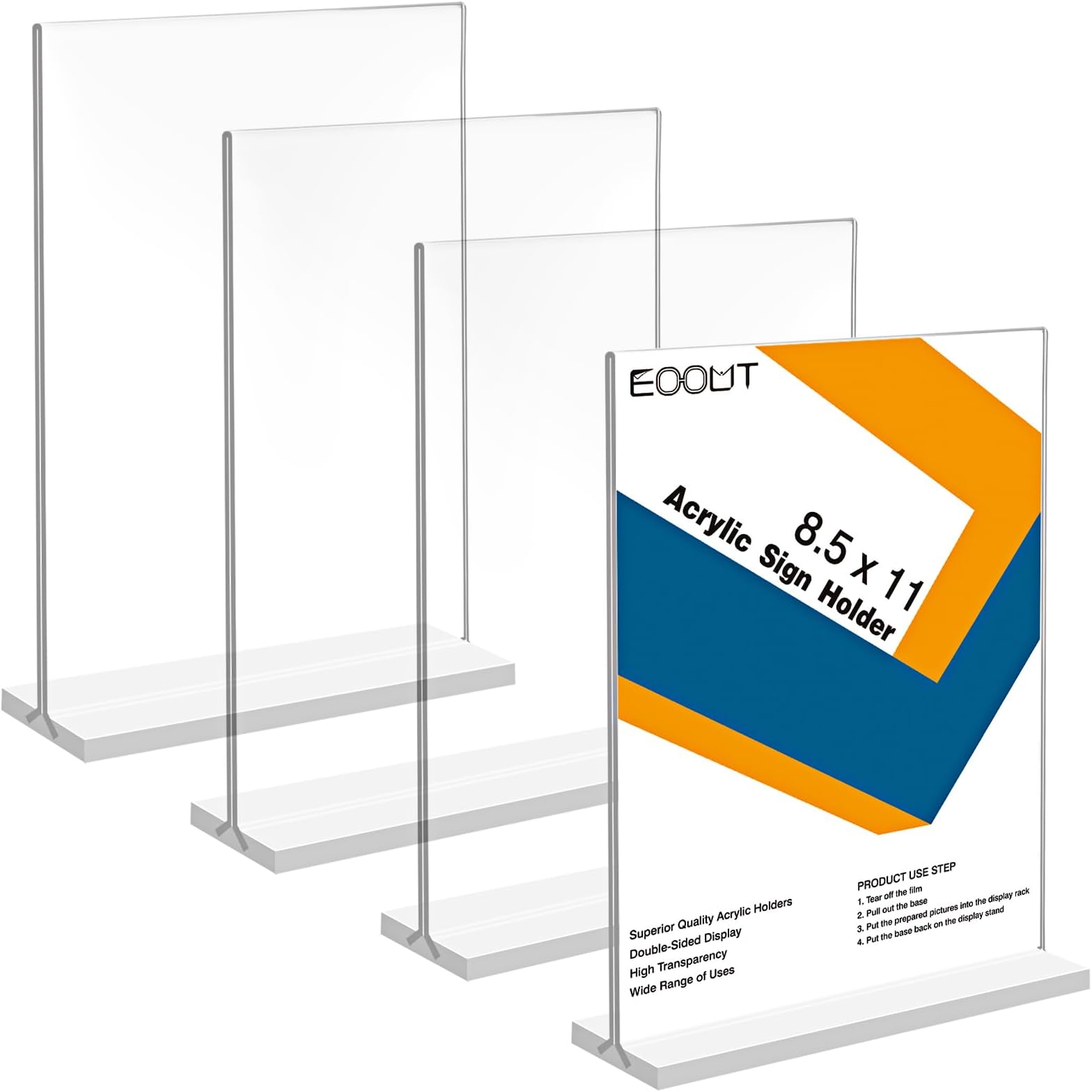 Amazon.com : EOOUT Acrylic Sign Holder, 4pcs, 8.5 x 11 Inches, Double ...