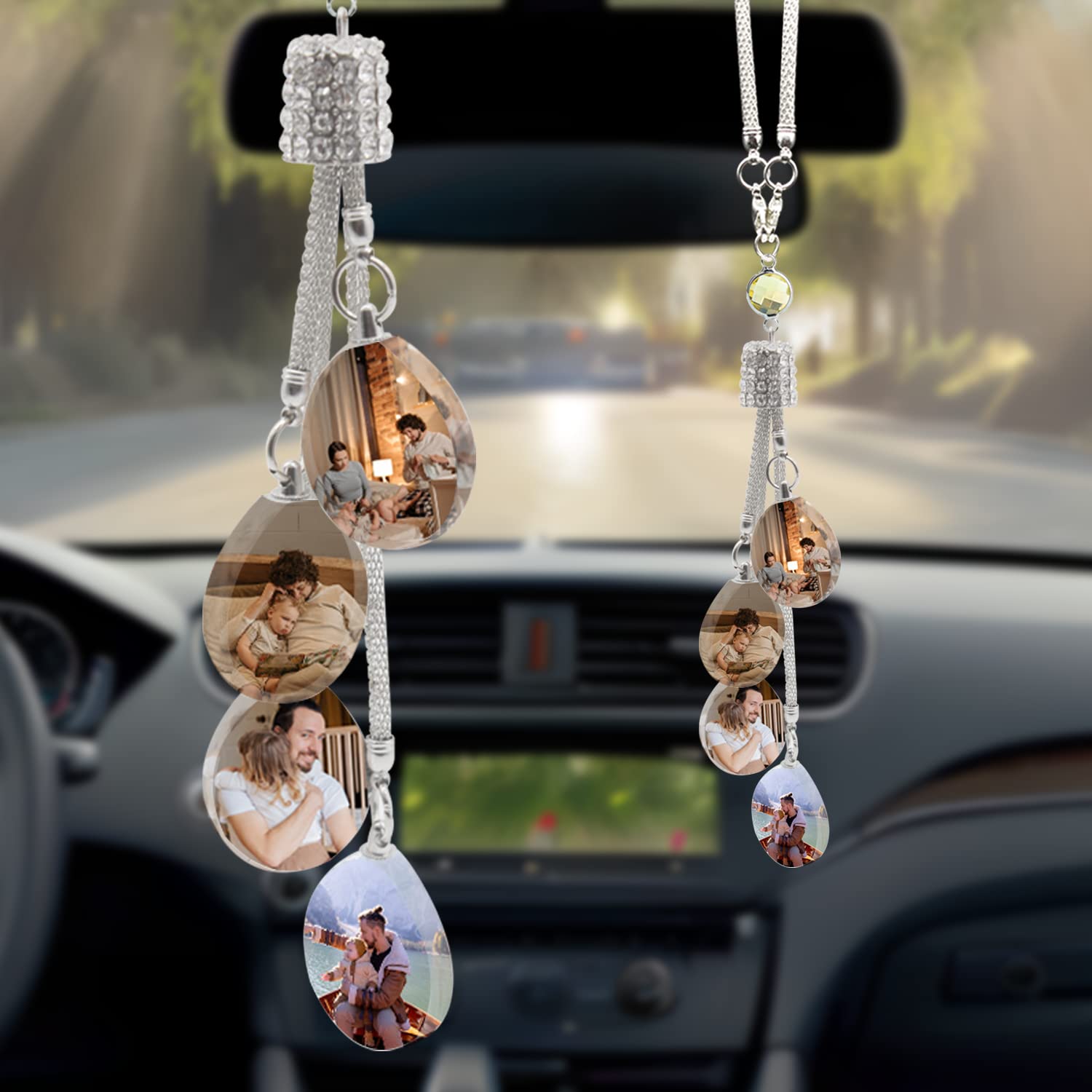 Amazon.com: JeathFea Personalized Photo Crystal Hanging Car Accessories ...