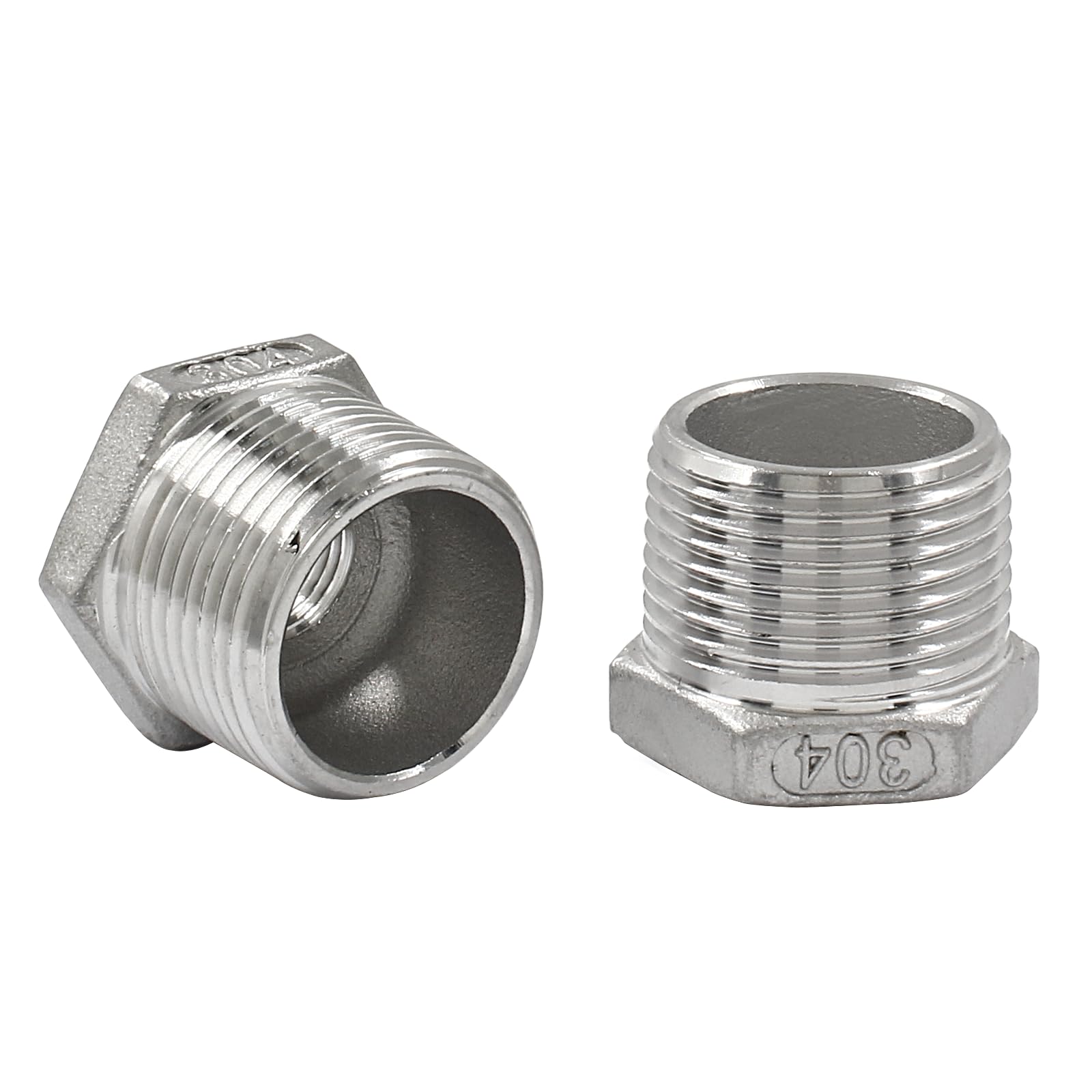Coufce 3/4" Male Npt To 1/4" Female Npt Threaded Bushing, 304 Stainless ...
