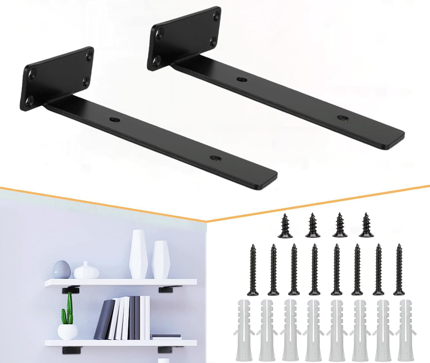 Amazon.com: REAL Fancy 6 Inch Floating Shelf Brackets,Heavy Duty Thick ...
