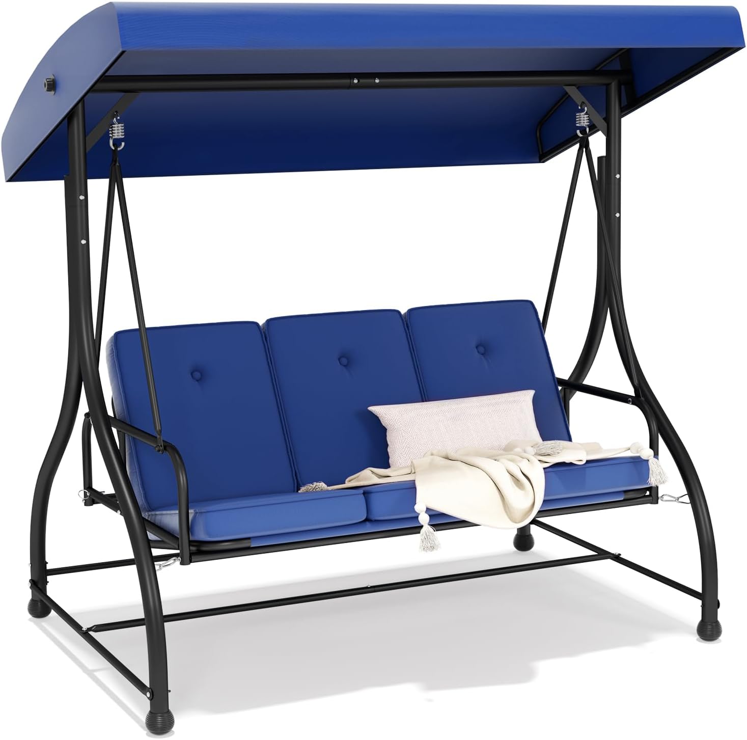Amazon.com: Outsunny 3 Person Patio Swing Chair Bed, Converting Flatbed ...
