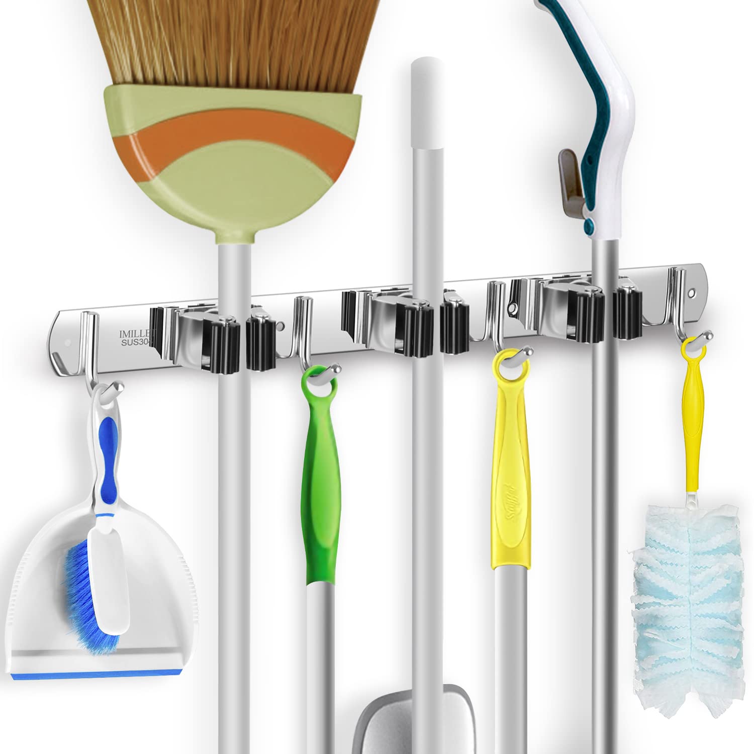 Snapklik.com : IMILLET Broom Holder Wall Mounted, Stainless Steel Broom ...