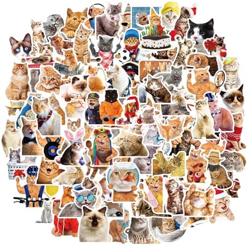 cobee Funny Cat Stickers Set, Cute Cat Decals Waterproof Vinyl Stickers ...