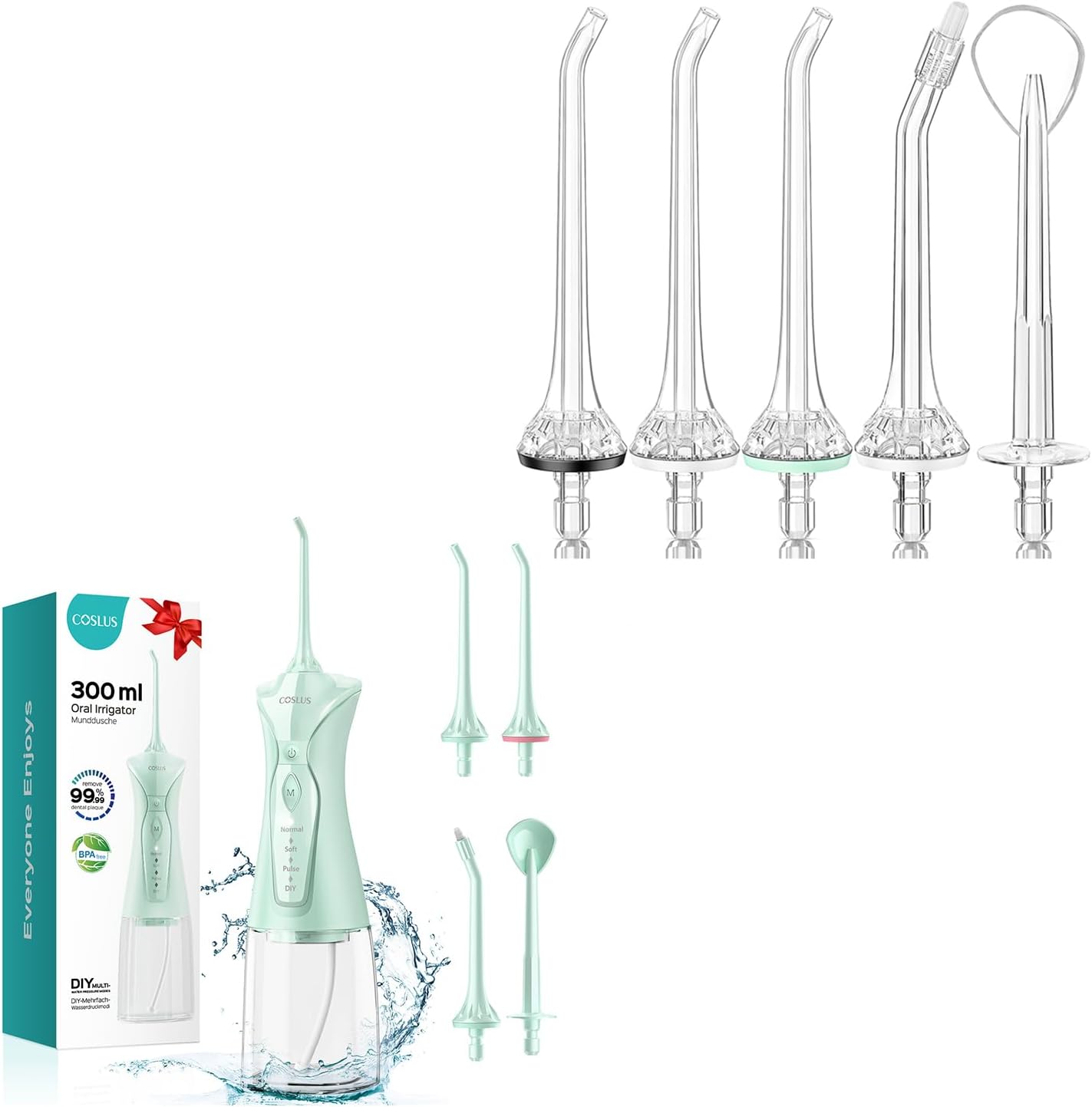 Amazon.com: COSLUS Water Dental Flosser Pick for Teeth Green & Water ...