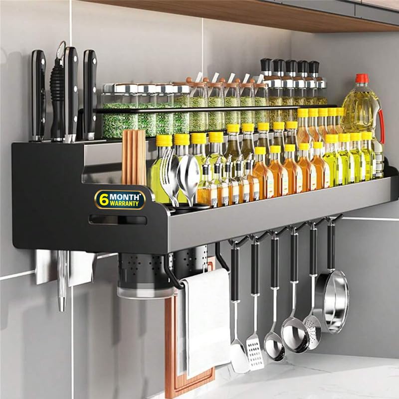 IBELL Multifunctional Wall-Mounted Kitchen Storage Organizer Rack with ...