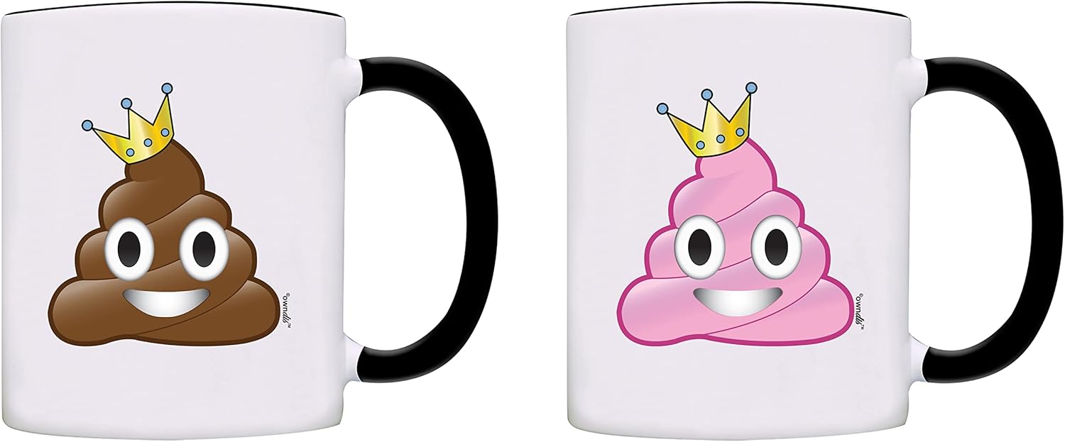 Amazon.com: Mug KING & QUEEN of Poo Poop Emoticon 2 Coffee Mugs-0085 ...