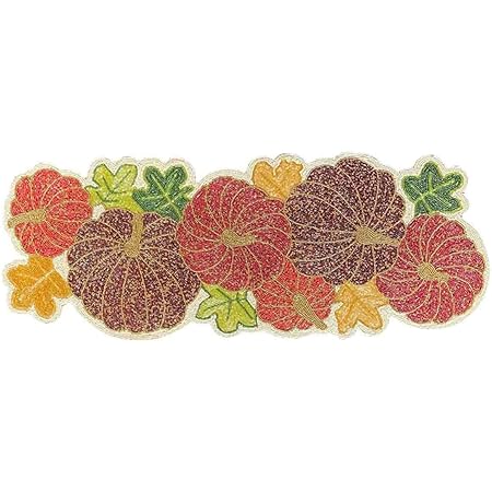 Beaded Fall Table Runner Pumpkin Design - Scratch Heat Stain Resistant ...