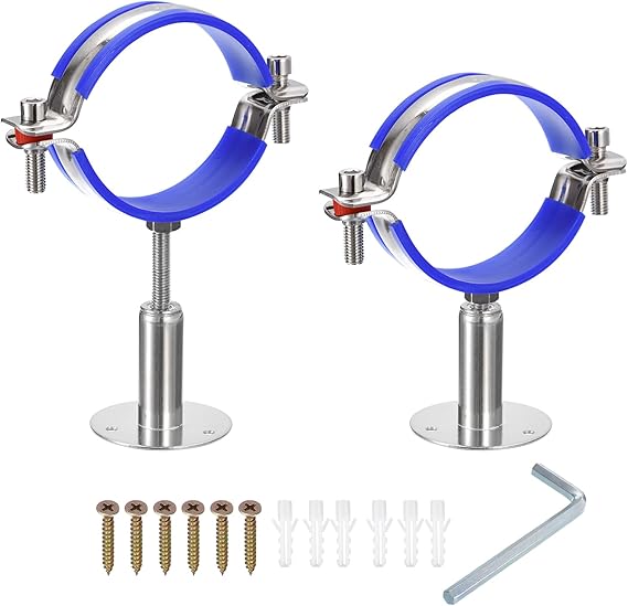 uxcell 2Pcs Stainless Steel Pipe Supports Wall Mount Ceiling Mount Pipe ...