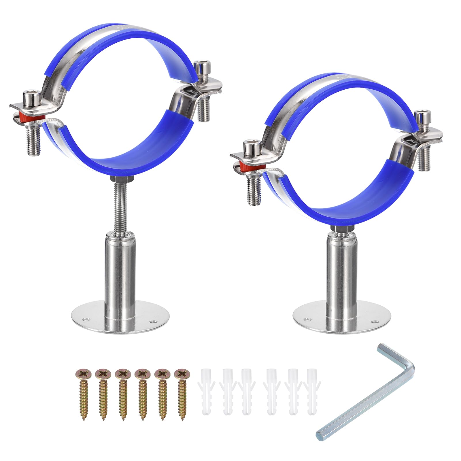 uxcell 2Pcs Stainless Steel Pipe Supports Wall Mount Ceiling Mount Pipe ...