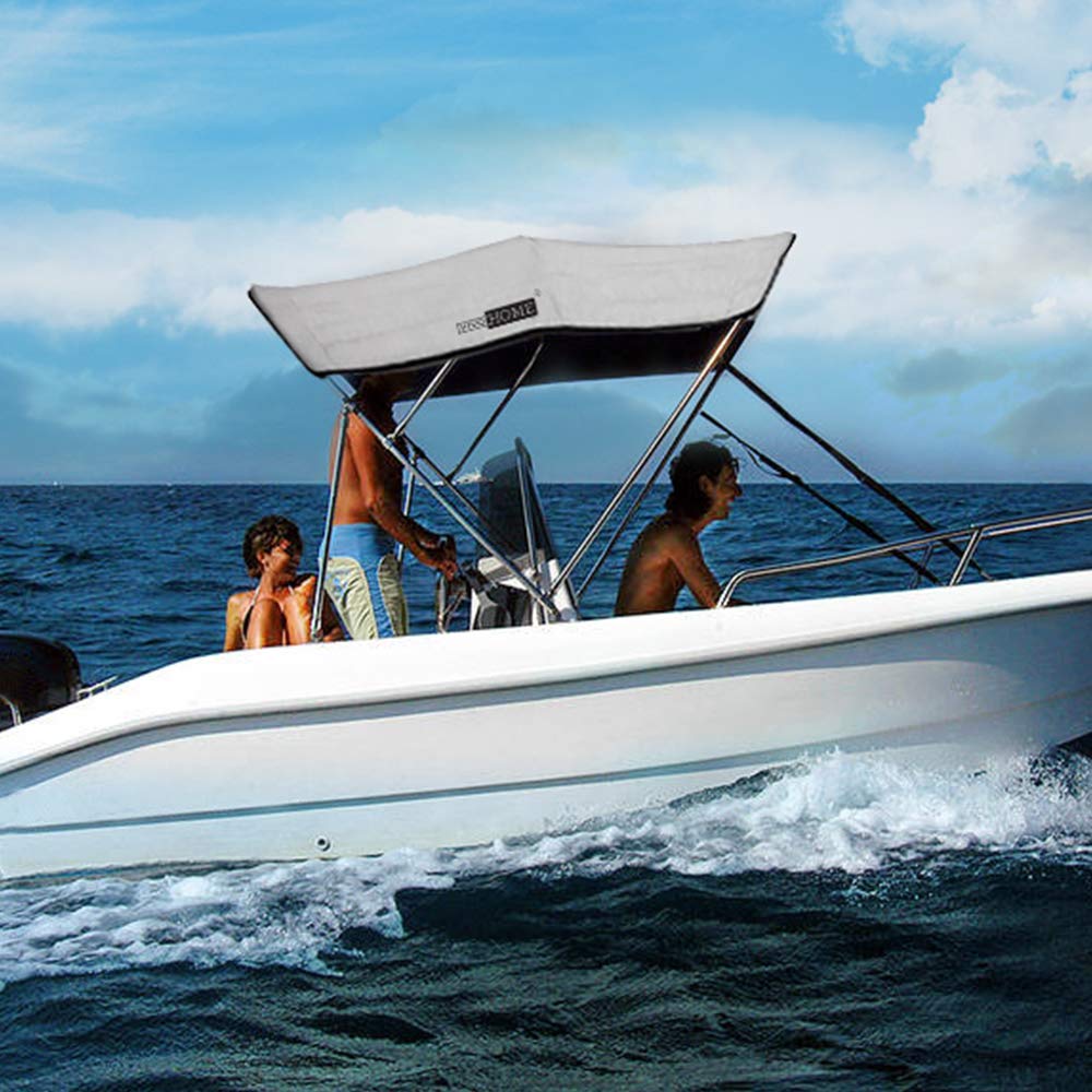 VIVOHOME 3 Bow Bimini Top Boat Cover Canopy Shade Waterproof with Rear ...