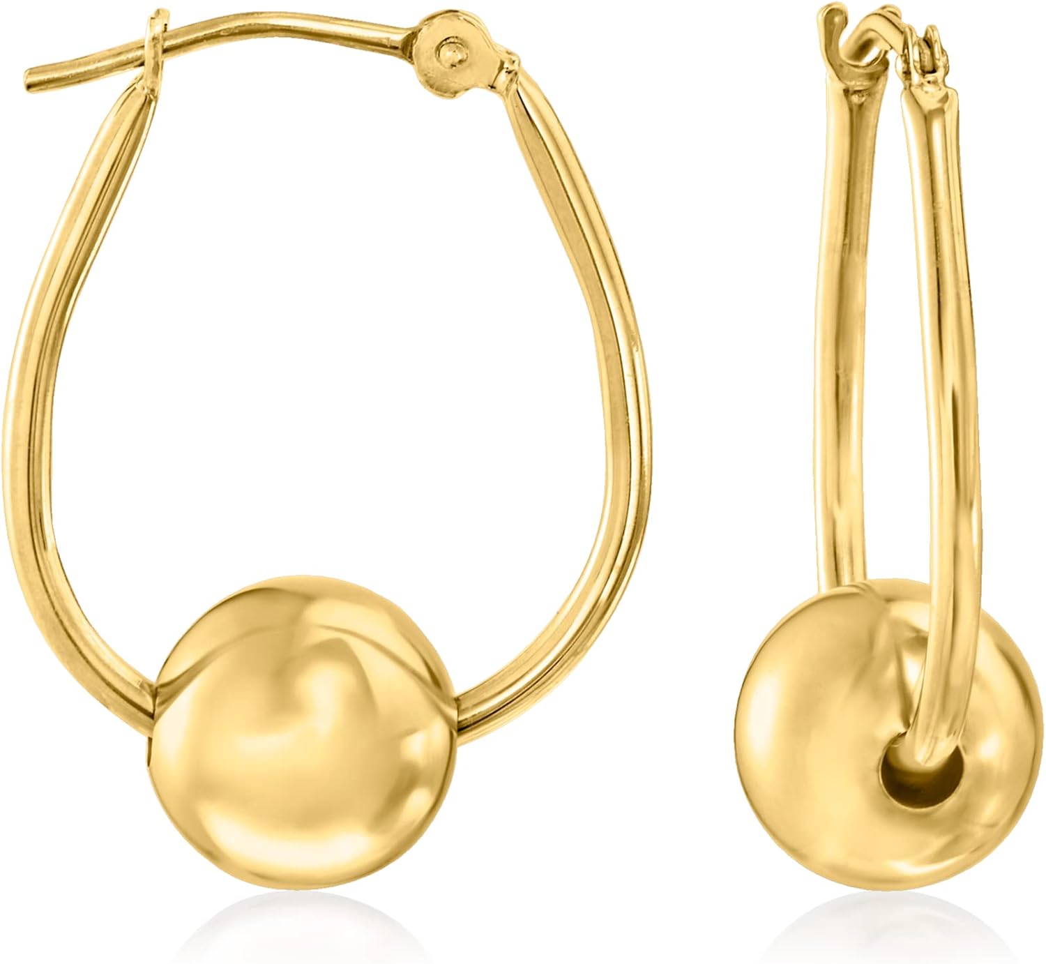 Amazon.com: Ross-Simons 14kt Yellow Gold Bead Hoop Earrings: Clothing ...