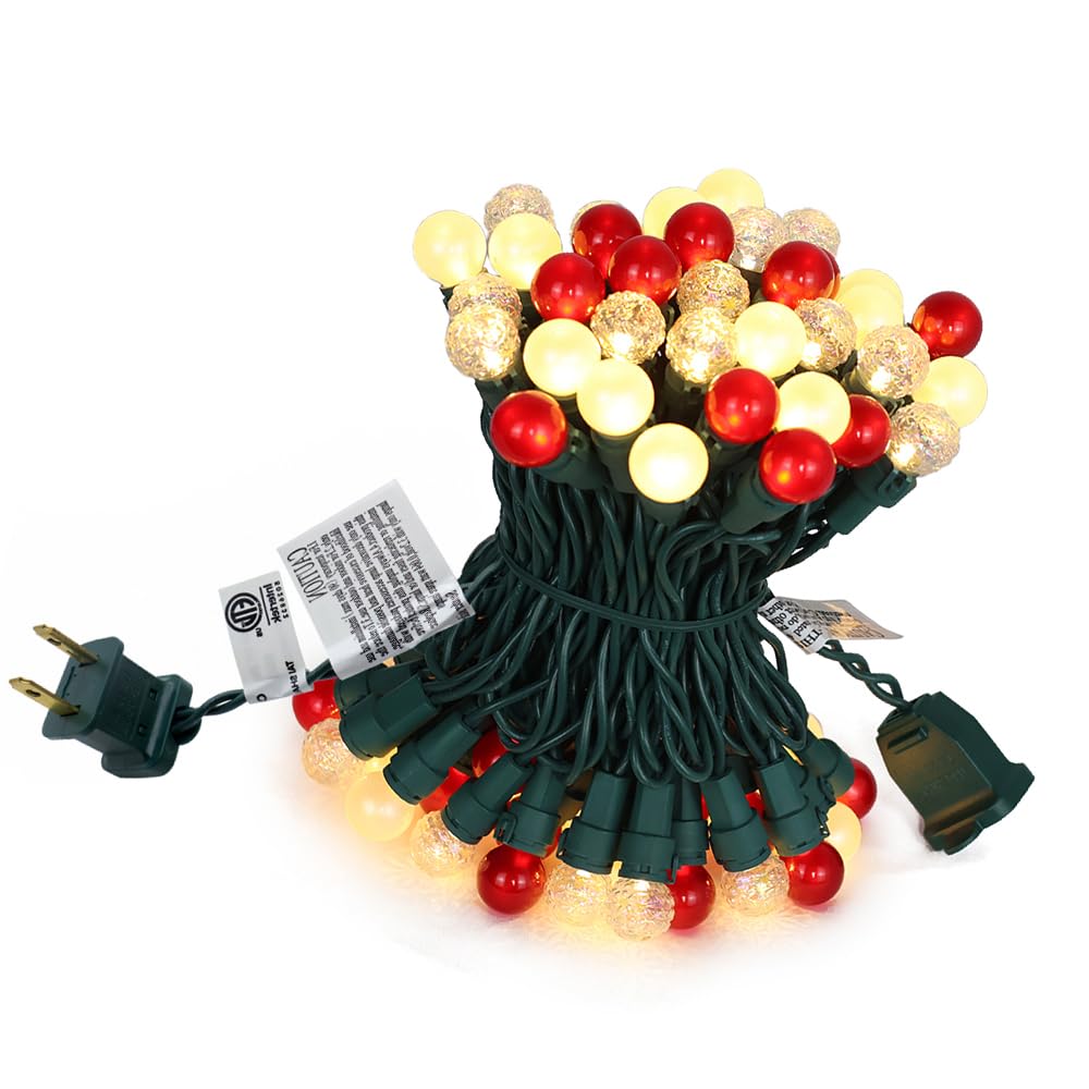 Christmas Lights 70 LED Red and Warm White Color Globe String Lights ...