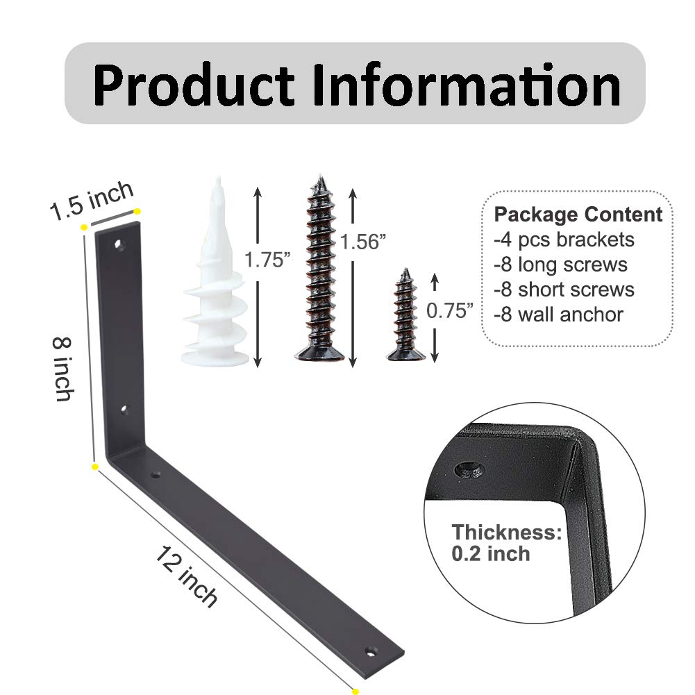 Snapklik.com : Iron Metal Wall Brackets - 4PCS Heavy Duty L Brackets