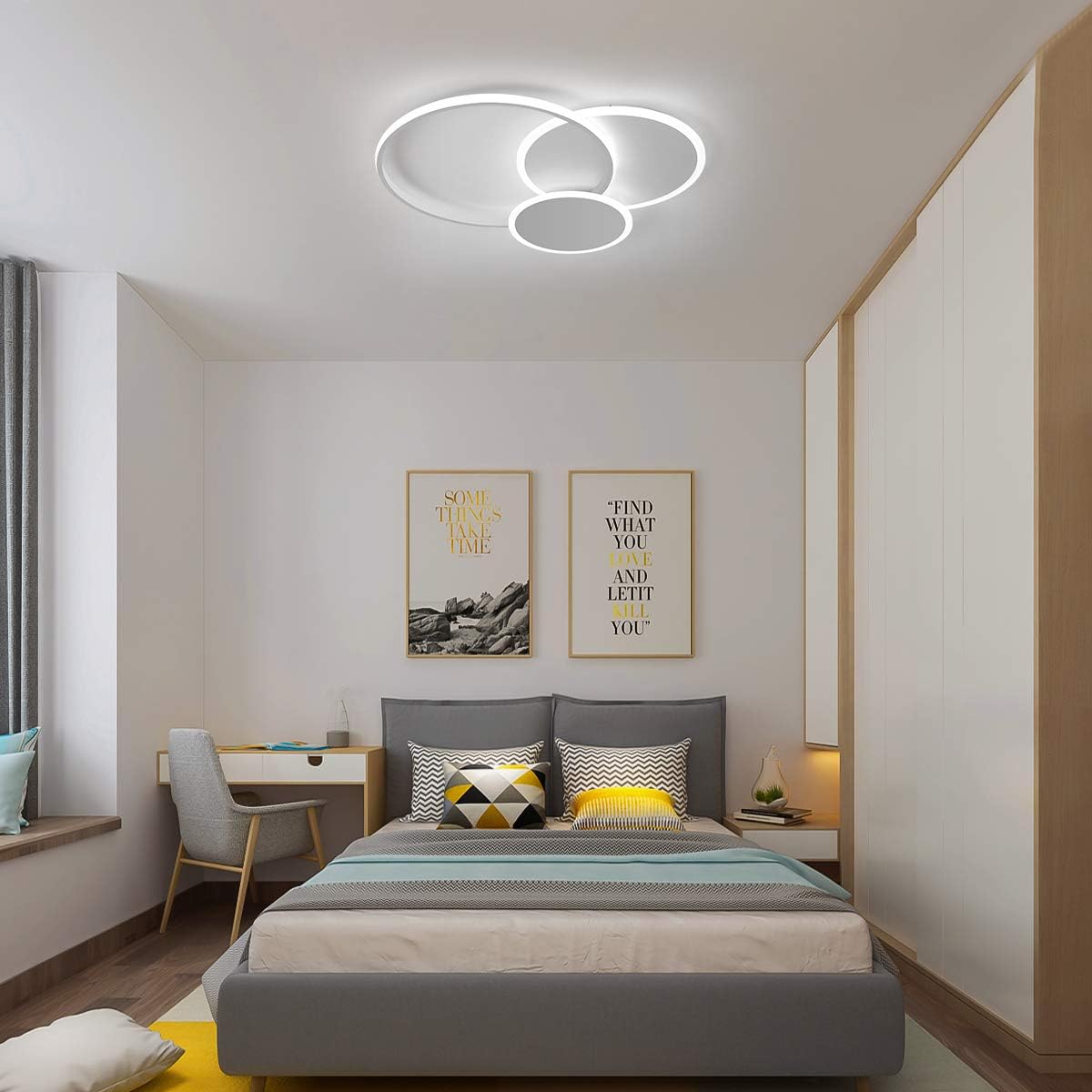 Qcyuui 32W Flush Mount Ceiling Lamp, Modern LED Ceiling Light, Acrylic ...