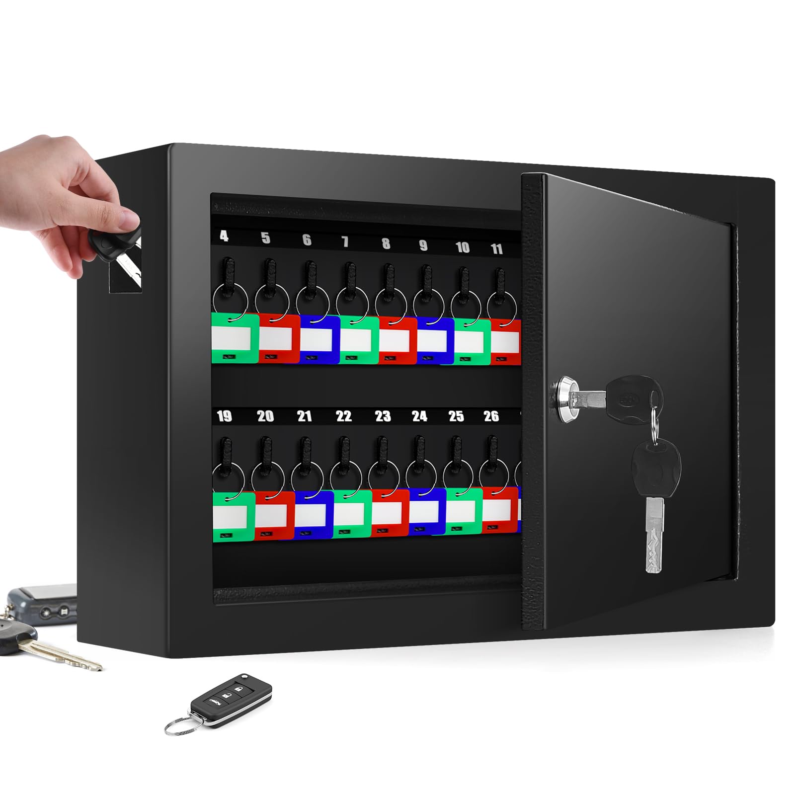 Snapklik.com : Nebakne 50 Keys Key Cabinet, Anti-Theft Key Lock Box