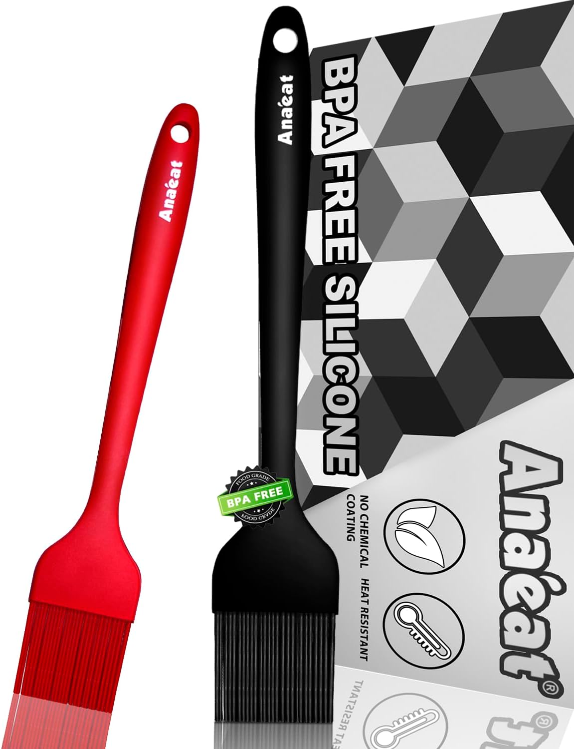 Amazon.com: Anaeat 2 Pack Silicone Basting Pastry Brushes - Heat ...