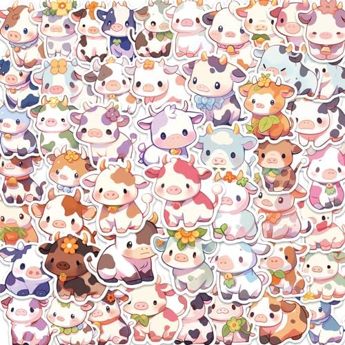 Amazon.com: 100Pcs Rainbow Cow Stickers, Waterproof Vinyl Decals Cute ...