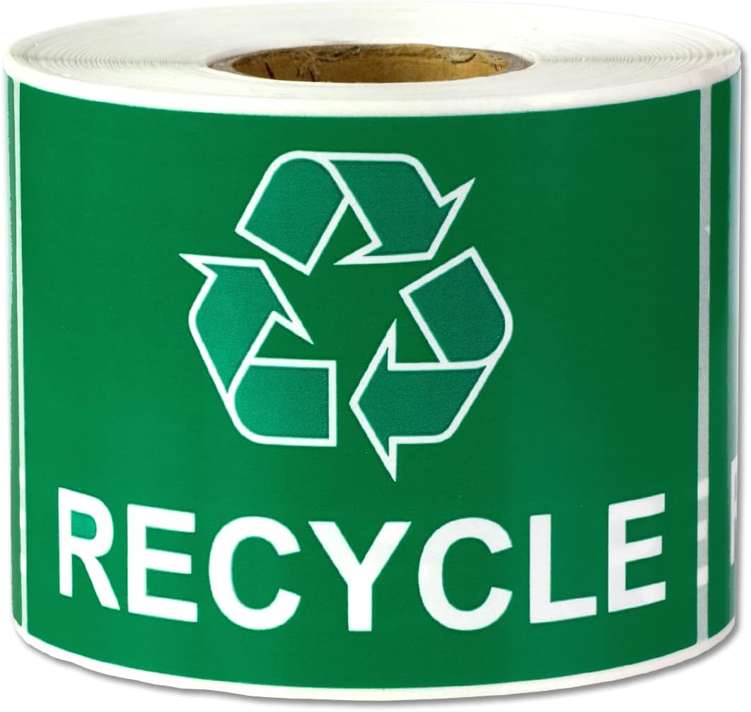 Amazon.com : Recycling Labels with Recycle Symbol (3 x 2 inch, Green ...