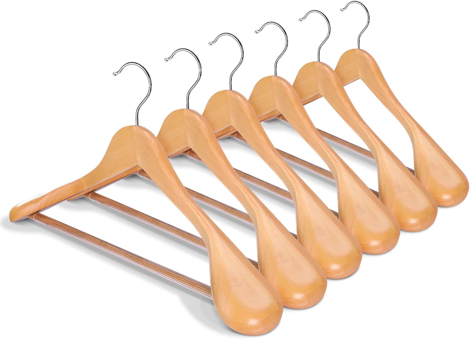 Amazon.com: Lifemaster Solid Wooden Hanger Set - 6 Pieces Non-Slip ...
