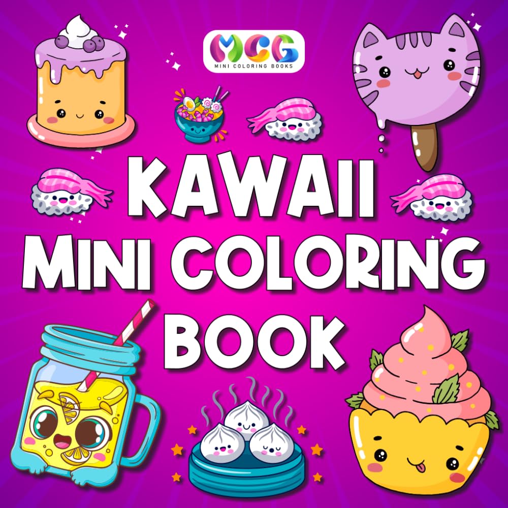 Amazon.com: Mini Coloring Book: Kawaii: Bold & Easy Designs For Kids ...