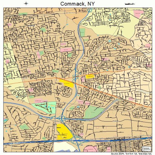 Amazon.com: Large Street & Road Map of Commack, New York NY - Printed ...