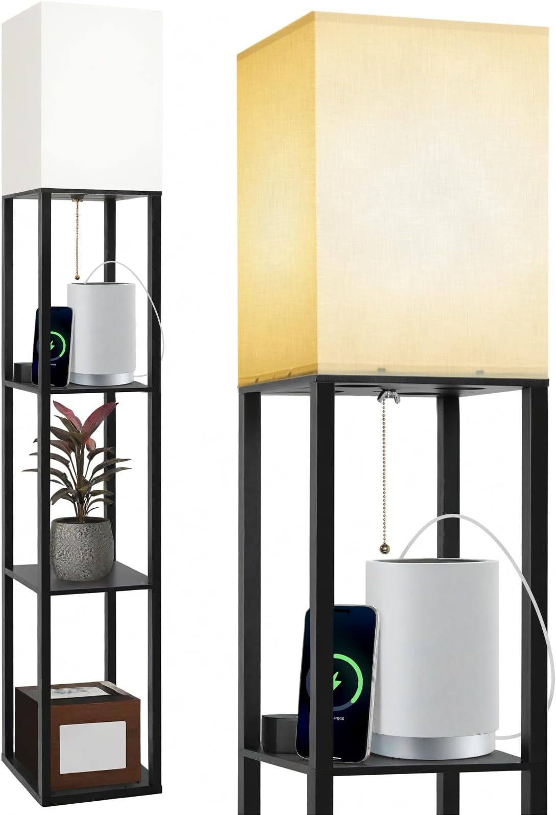 DEANIC Floor Lamp with Shelves, Modern Standard LED Lamps Living Room ...