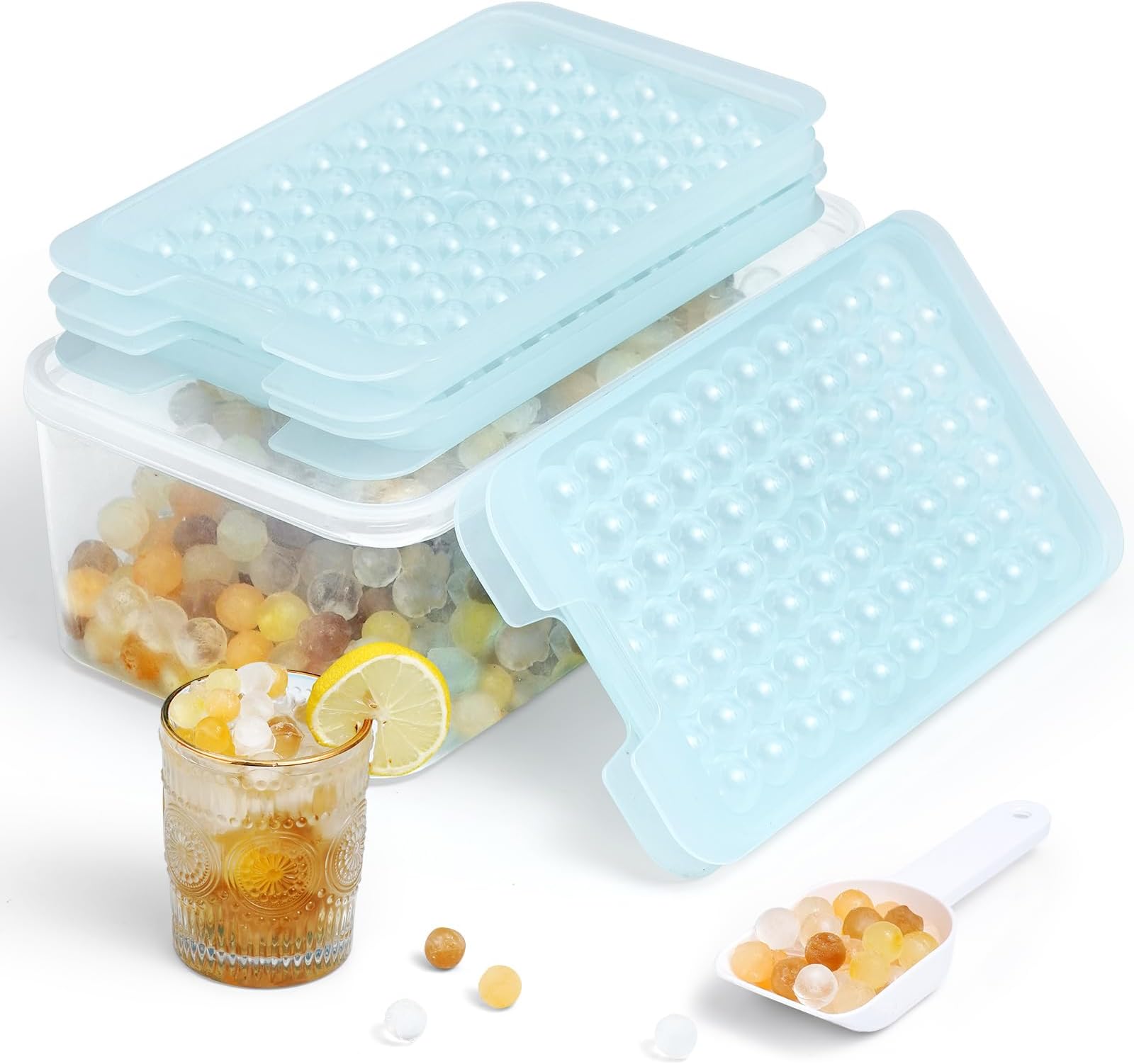 Amazon.com: AMZHORSE Ice Cube Trays for Freezer,AMZHORSE Round Small ...