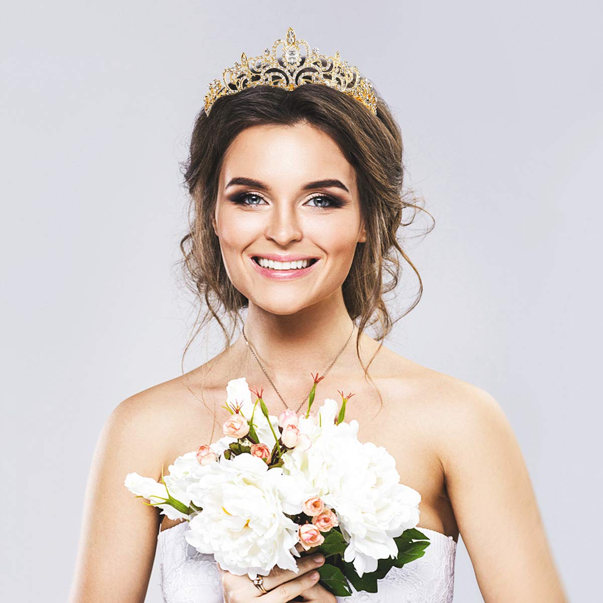 Makone Coronas y tiaras de cristal Queen con diadema de peine para ...