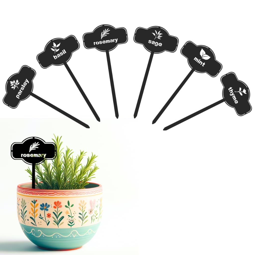 Amazon.com: 6 Piece Set Laser Cut Metal Herb Garden Markers - Reusable ...