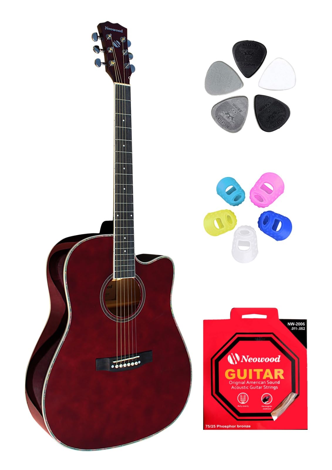Neowood (FLY-DCM-WR) Dreadnought Cutaway Acoustic Guitar With Matt ...