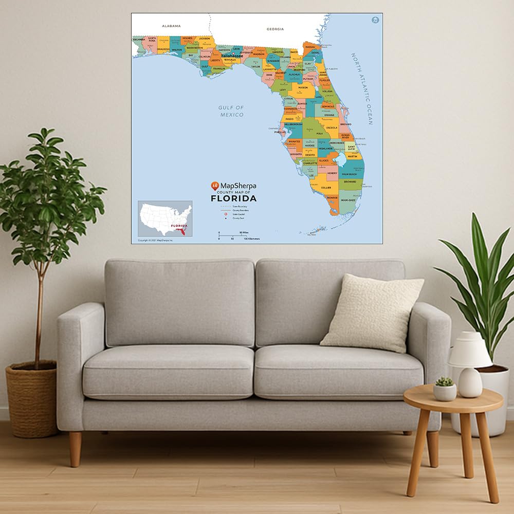 Map Of Florida MapSherpa: Florida State Wall Map Florida State Map Poster