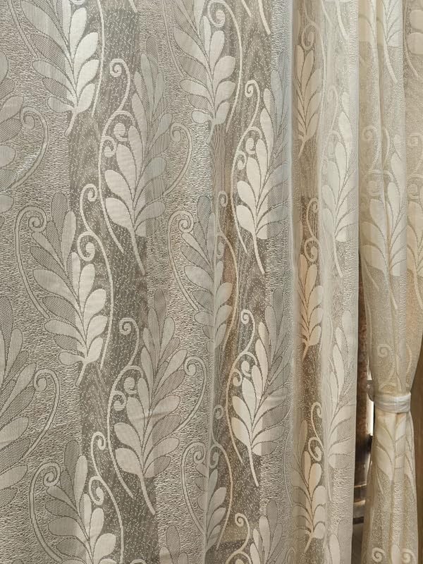 Buy Honger Polyester Beautiful Flower Design Heavy Tissue Net Cream ...